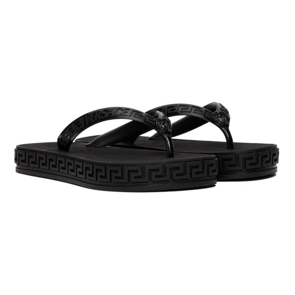 Versace | Shoes | Versace Black Greca Sandals | Poshmark